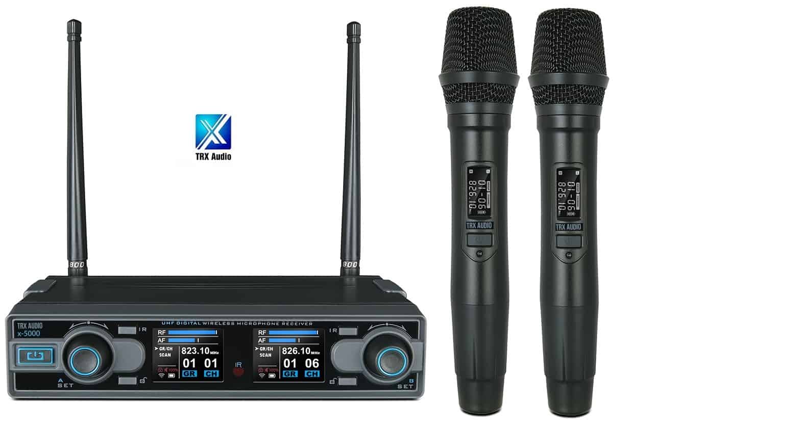 זוג מיקרופונים אלחוטיים איכותיים TRX AUDIO X-5000 (עם תדר משתנה ...